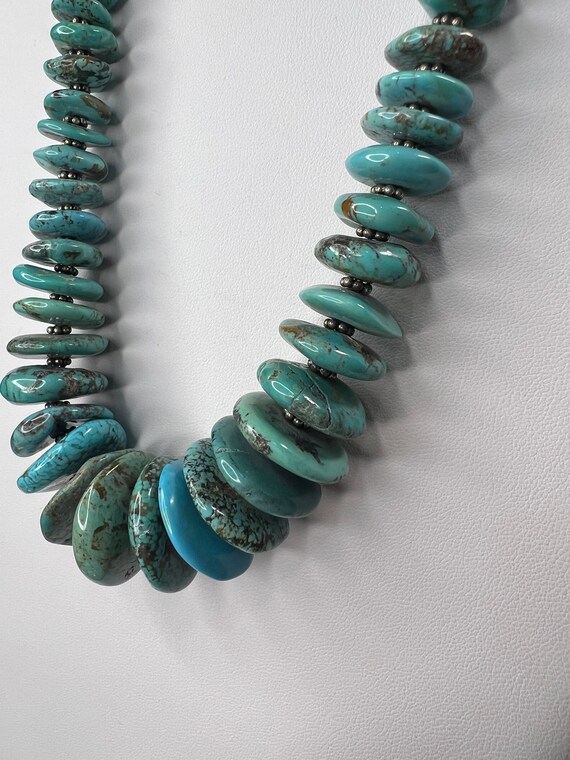 Large graduated southwest turquoise disc statement - Gem