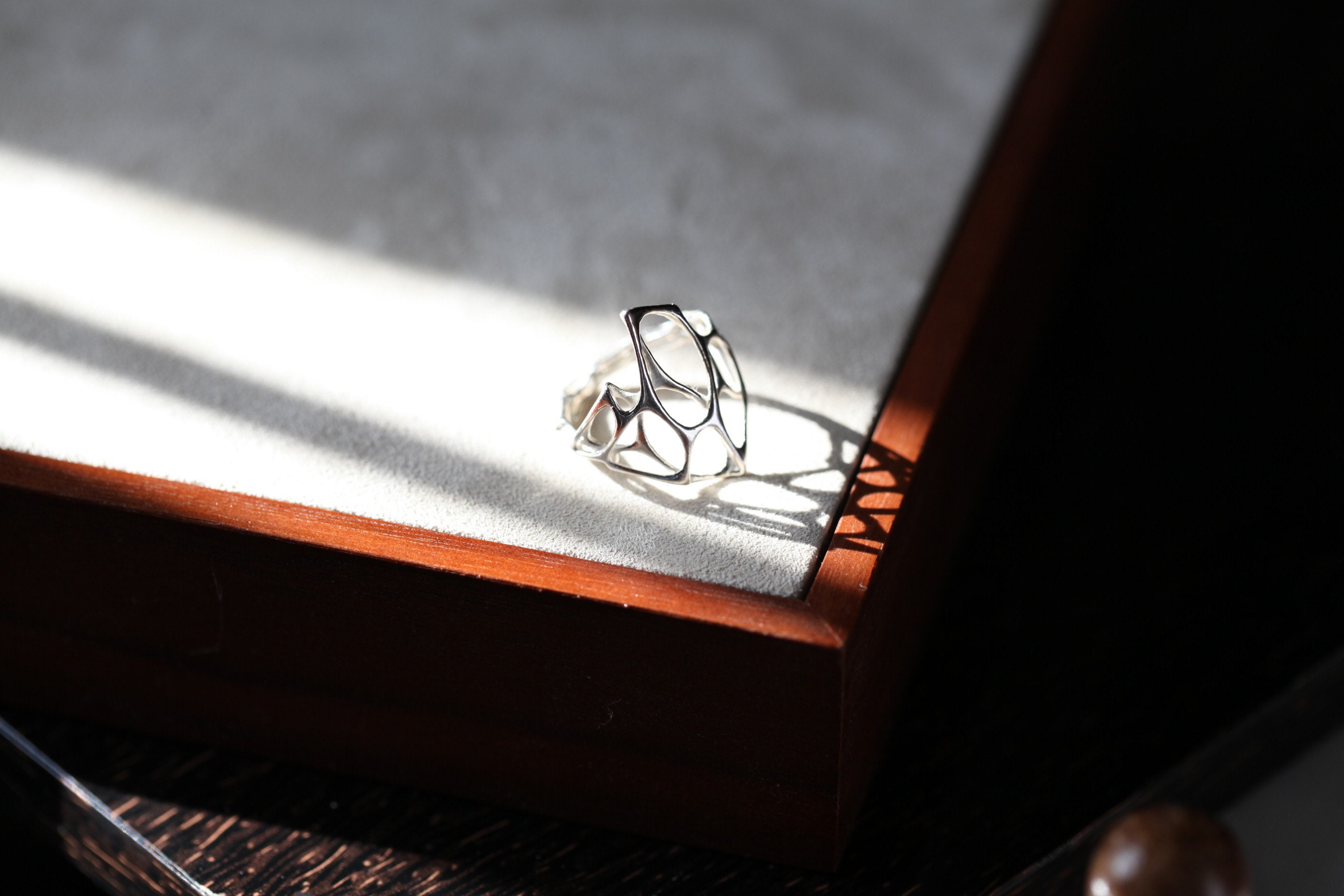 Liquid Silver Ring Roots Geometric Art Jewelrystatement - Etsy