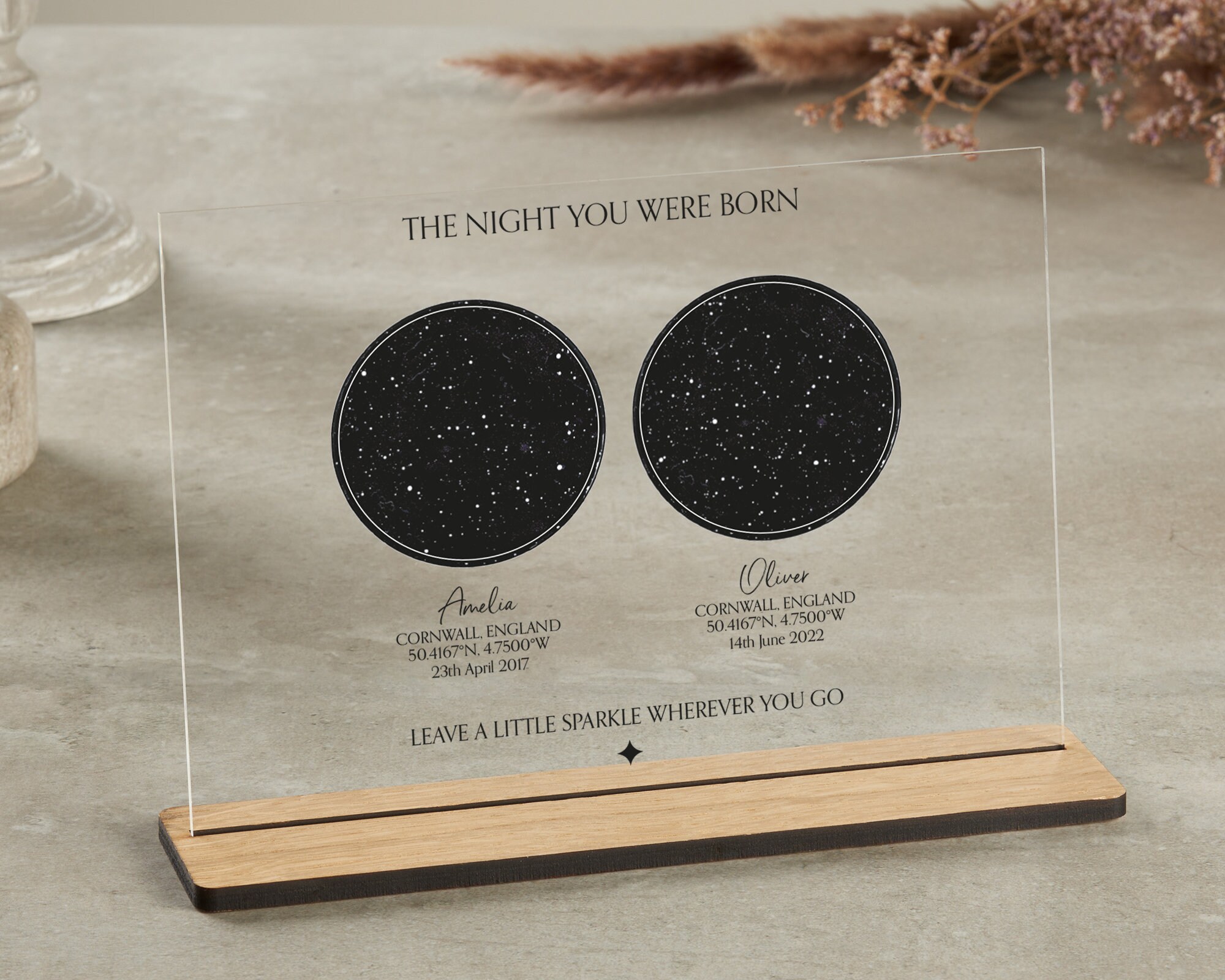 Custom Birth Star Map, Personalised Constellation Gift With Stand, Gift ...