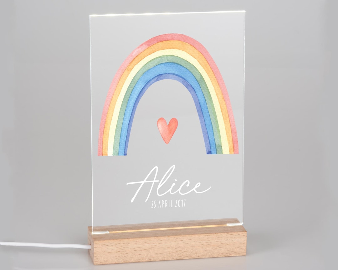 Name and Birthday With Rainbow Light up Lamp | Children's Night Light ...