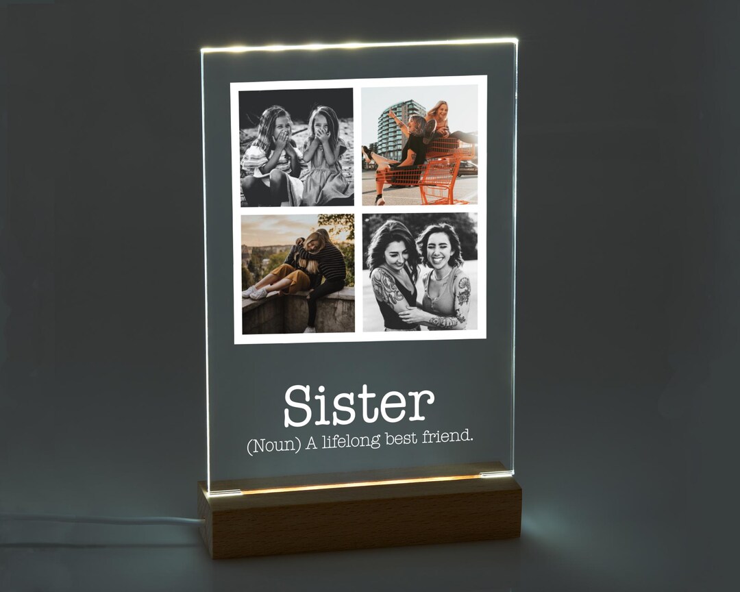 Personalised Sister Light up Photo Plaque | Sister Plaque With Light ...