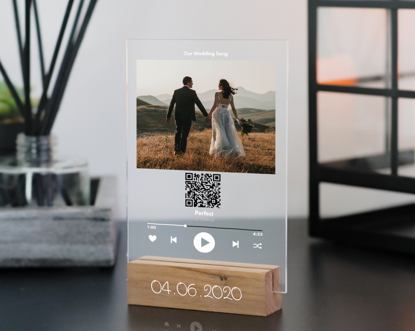 Personalised Custom Spotify Song Plaque with Wooden Stand | Etsy