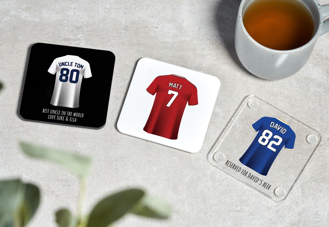 Personalised Football Shirt Coaster, Father's Day Gifts, Birthday Gift ...
