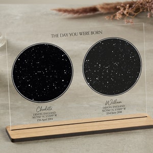 Custom Birth Star Map, Personalised Constellation Gift With Stand, Gift ...