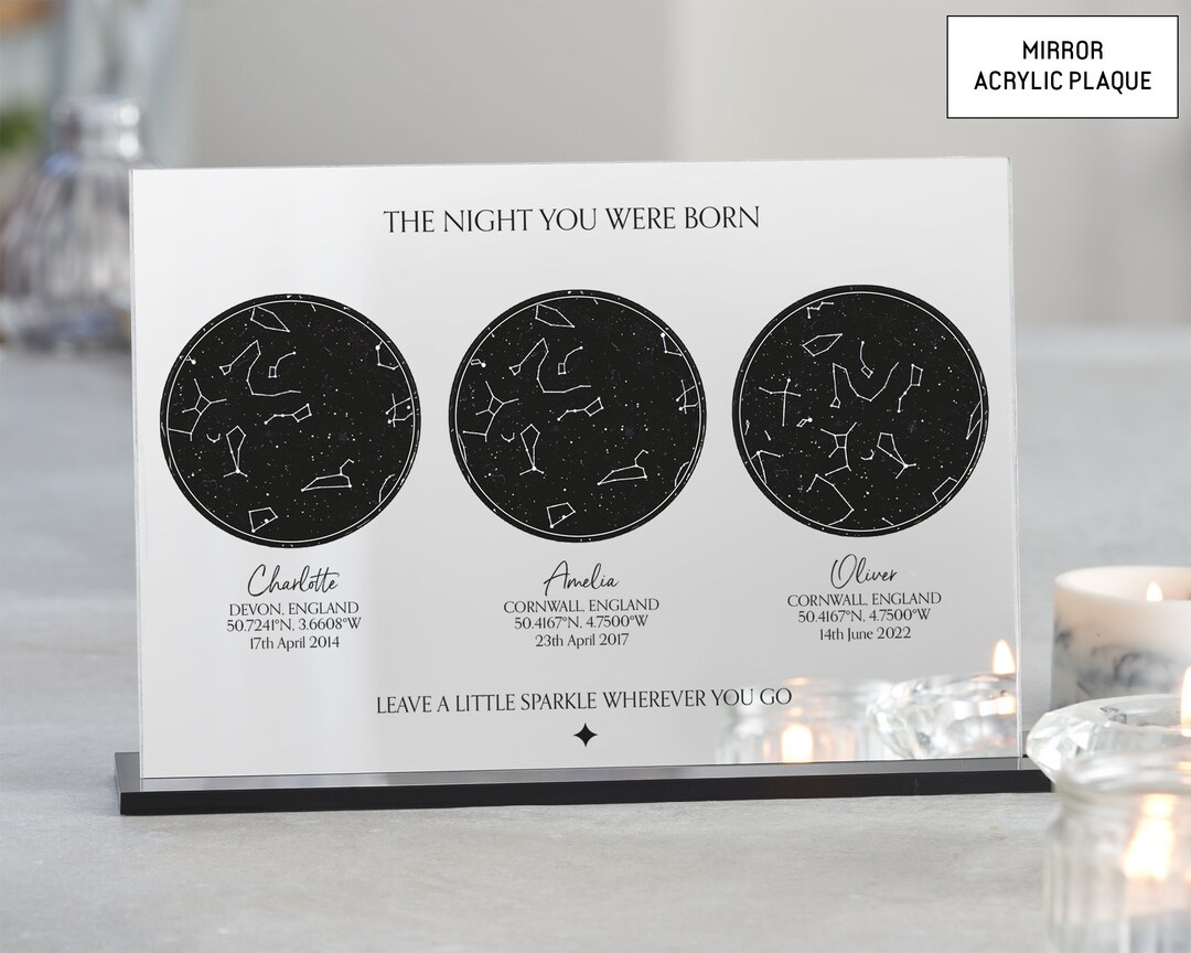 Custom Birth Star Map, Personalised Constellation Gift With Stand, Gift ...