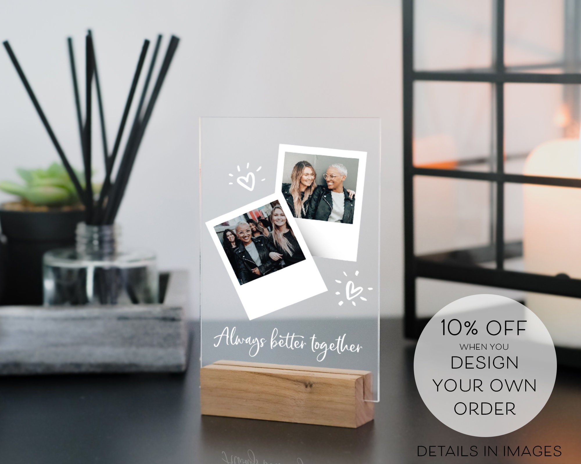 Personalised Photo Plaque W/ Wooden Stand Couple Gift Gift - Etsy UK