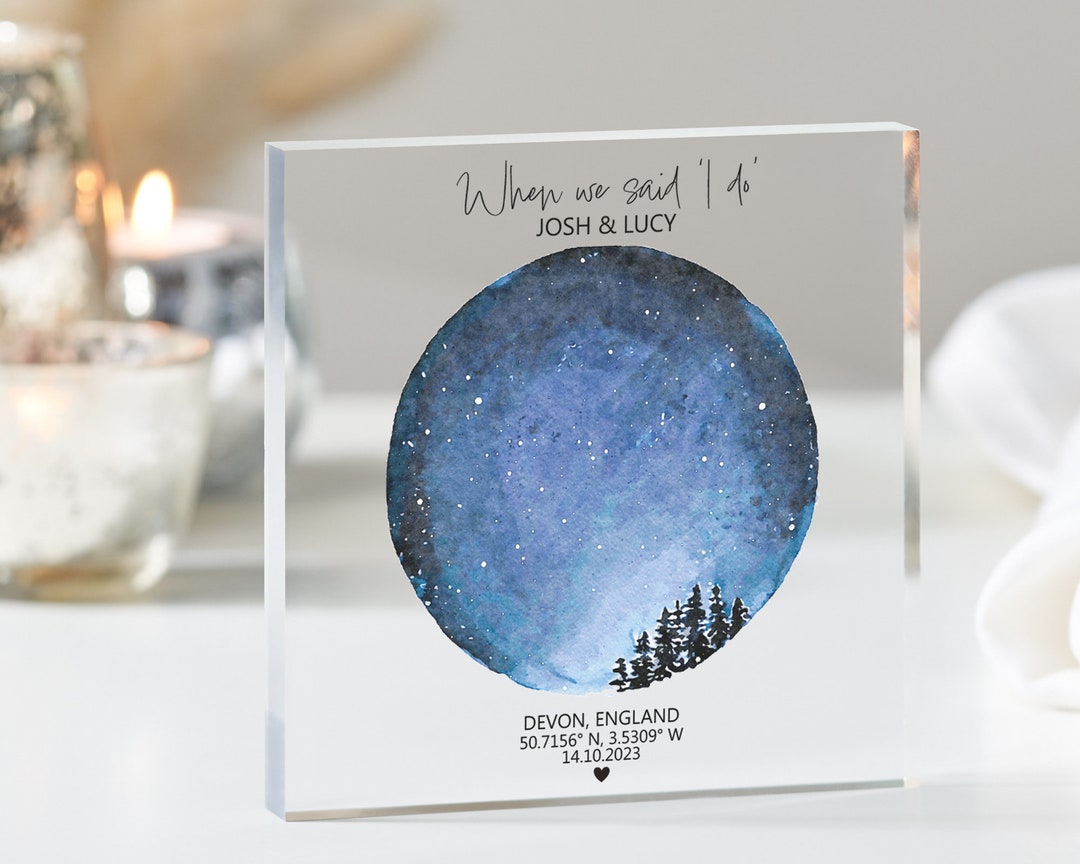 Custom Wedding Date Star Map, Personalised Constellation Gift Acrylic ...