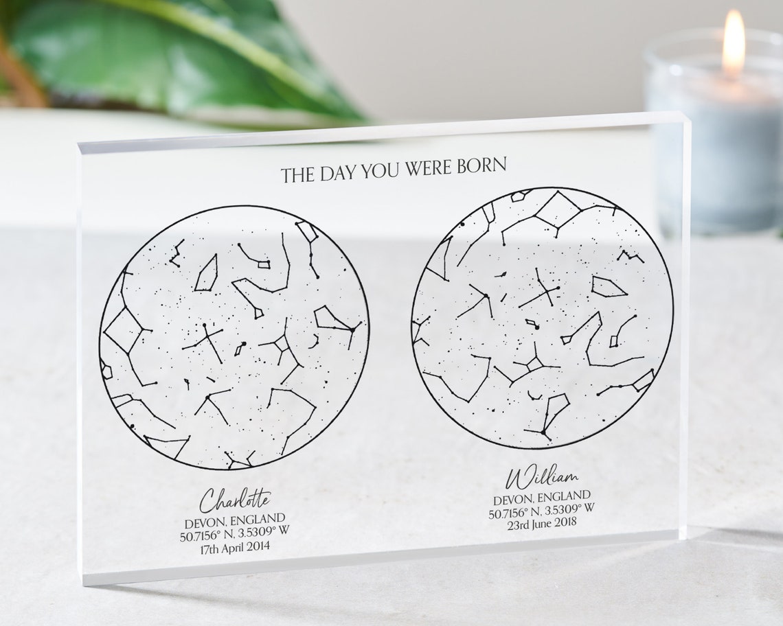 Custom Birth Star Map, Personalised Constellation Gift With Stand, Gift ...
