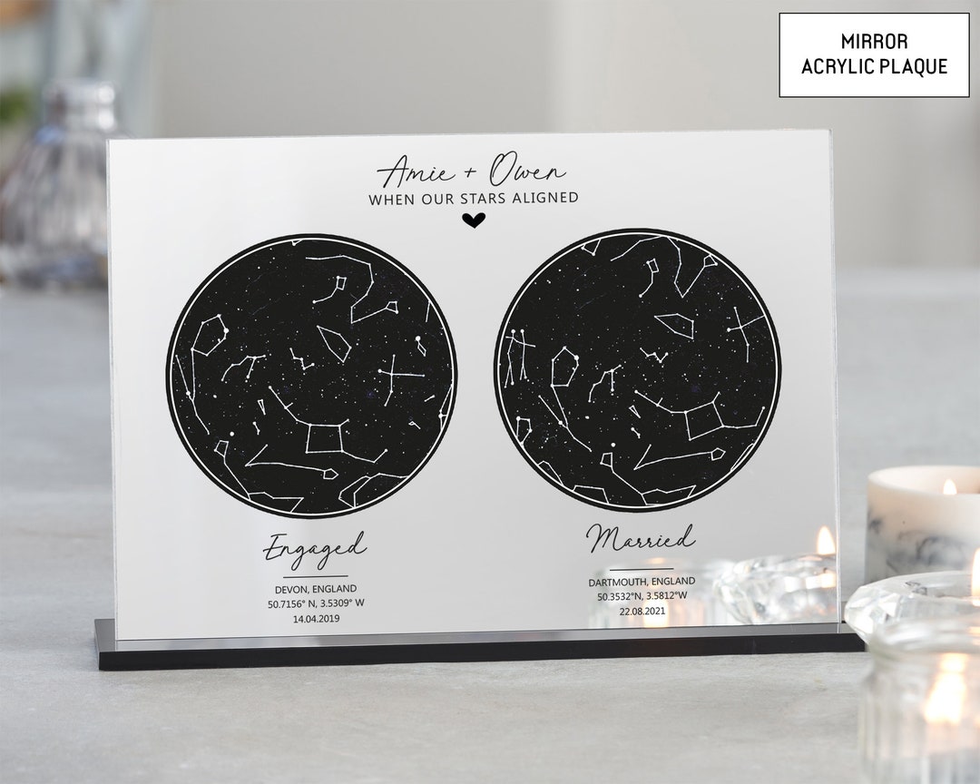 Custom Engagement Date Star Map, Personalised Constellation Gift ...