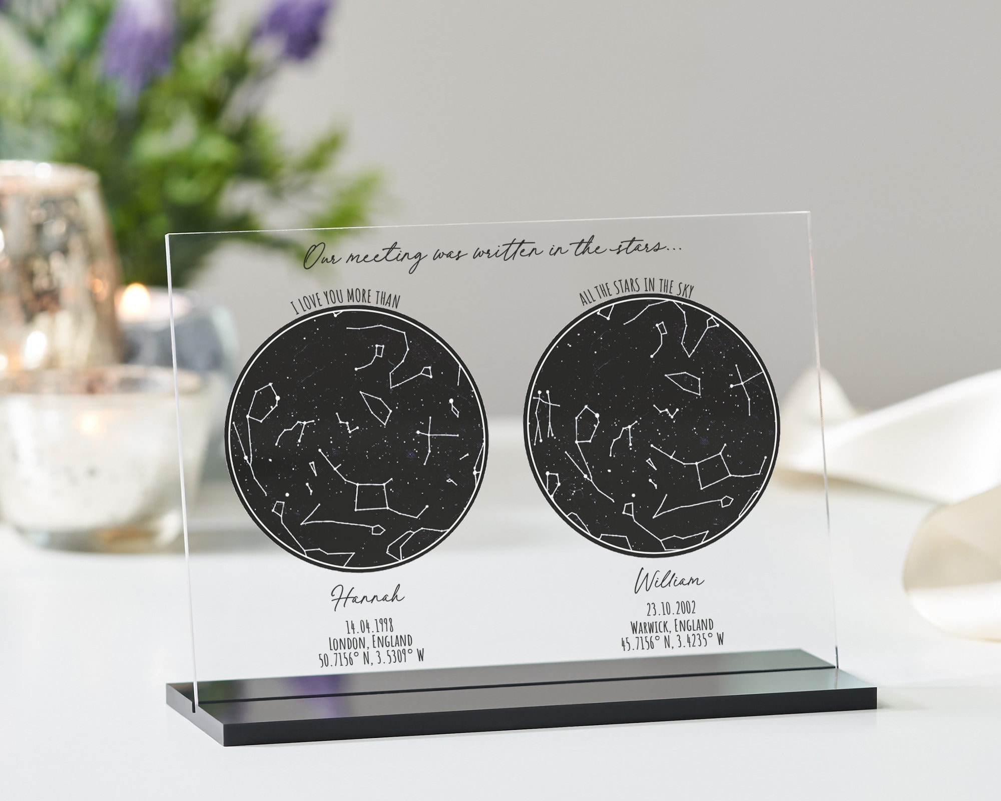 Custom Birth Star Map, Personalised Constellation Gift With Stand, Gift ...