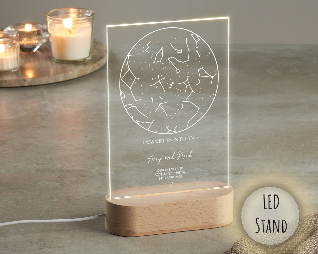 Custom Wedding Date Star Map | LED Personalised Constellation With ...