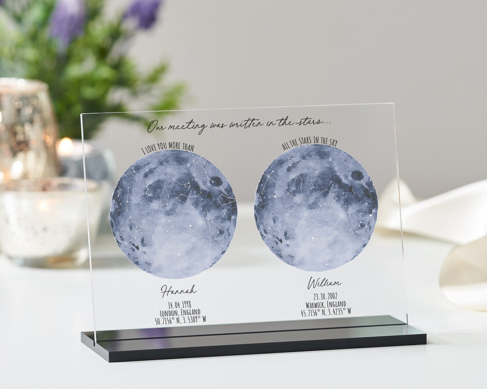 Custom Birth Star Map, Personalised Constellation Gift With Stand, Gift ...