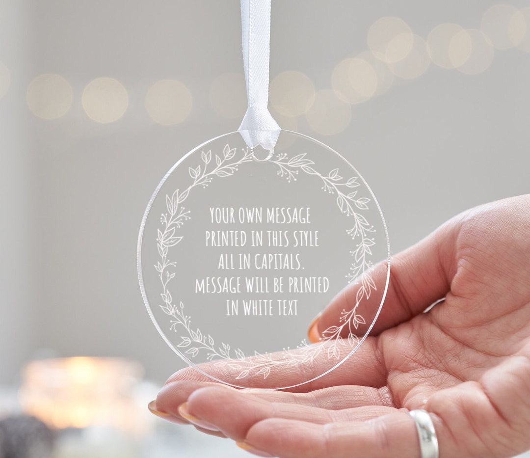 Personalised Christmas Message Bauble, Hanging Wreath Ornament, Custom ...