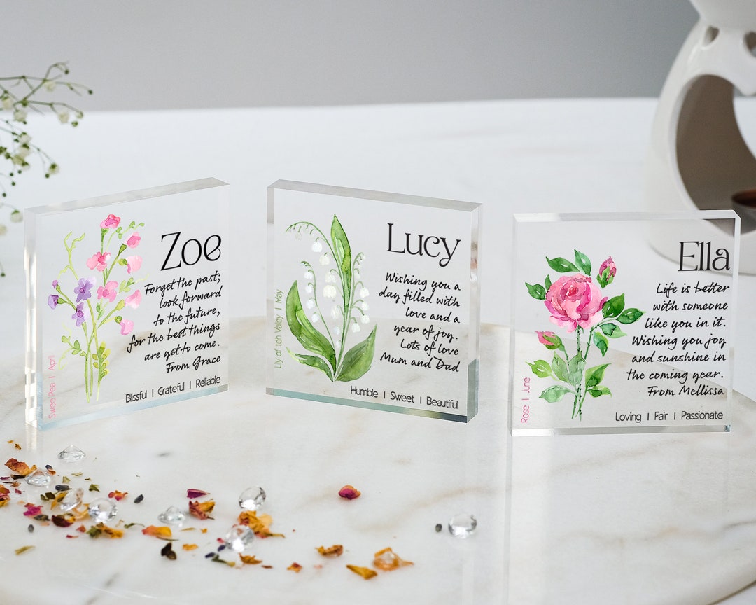 Birthday Gift Birth Flower | Personalised Birth Flower Plaque ...