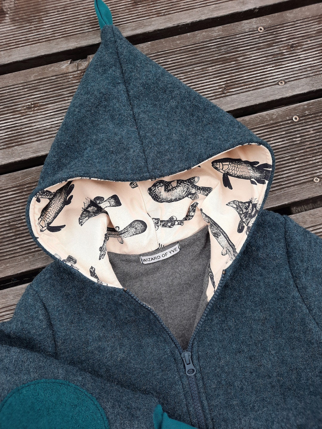 Whale Jacket or Coat Zipfel Jacket Virgin Wool Walk Dark Petrol Grey ...