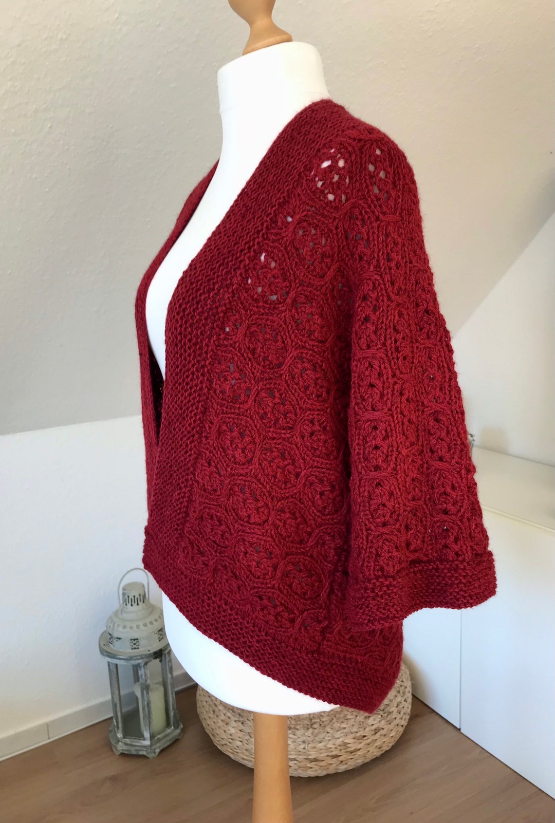 Hand-knitted Jacket Made of Pure Alpaca 40-44, Brick Red - Etsy