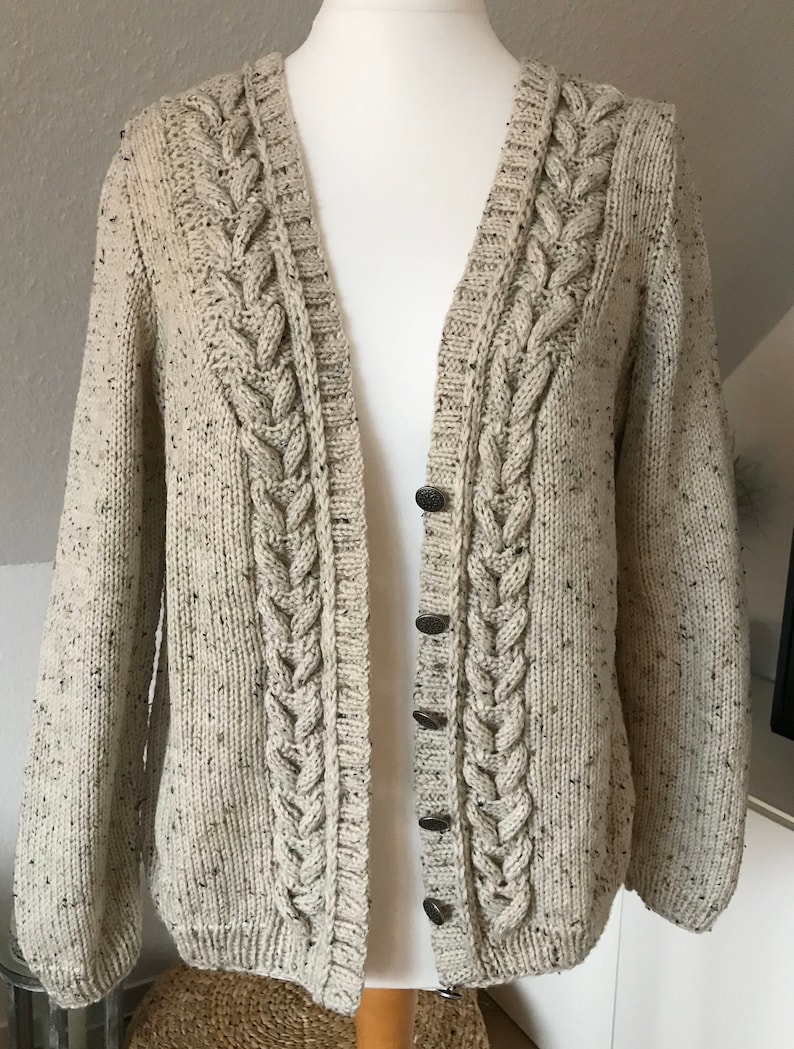 Hand-knitted Jacket in Traditional Style Made of Tweed Yarn - in Your ...