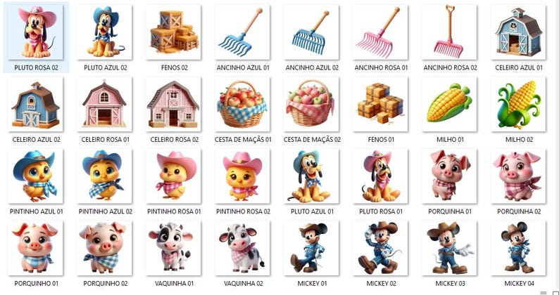 Mickey and Minnie on the Farm Clipart - Disney Farm - Mickey the Farmer ...