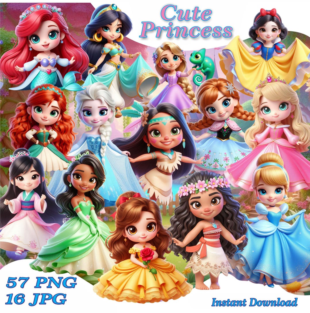 Cute Princesses Clipart - Art for Printing and Sublimation - Disney ...