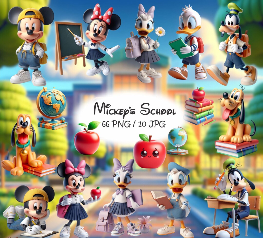 Mickey Mouse Back to School - Mickey, Minnie, Goofy, Pluto, Daisy ...