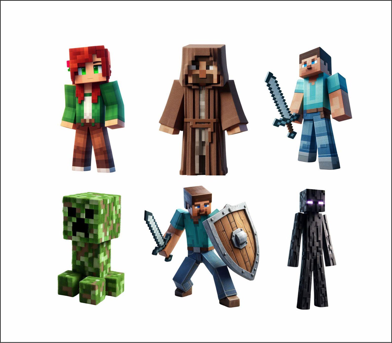 Pack of 45 PNG Images of 3D Minecraft, Clipart From the Minecraft Game ...
