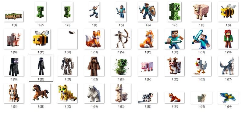 Pack of 45 PNG Images of 3D Minecraft, Clipart From the Minecraft Game ...