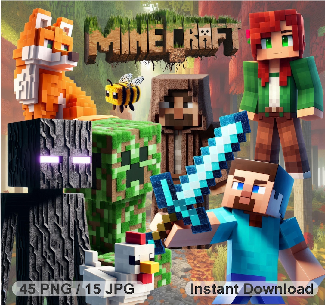 Pack of 45 PNG Images of 3D Minecraft, Clipart From the Minecraft Game ...