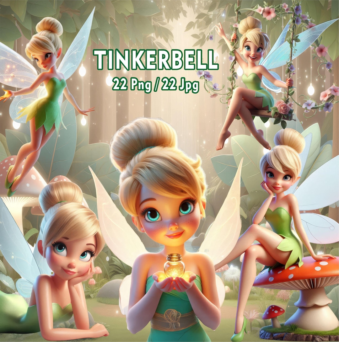 Tinker Bell Chibi PNG Pack | Cute Fairy Clipart Set | Disney-inspired ...