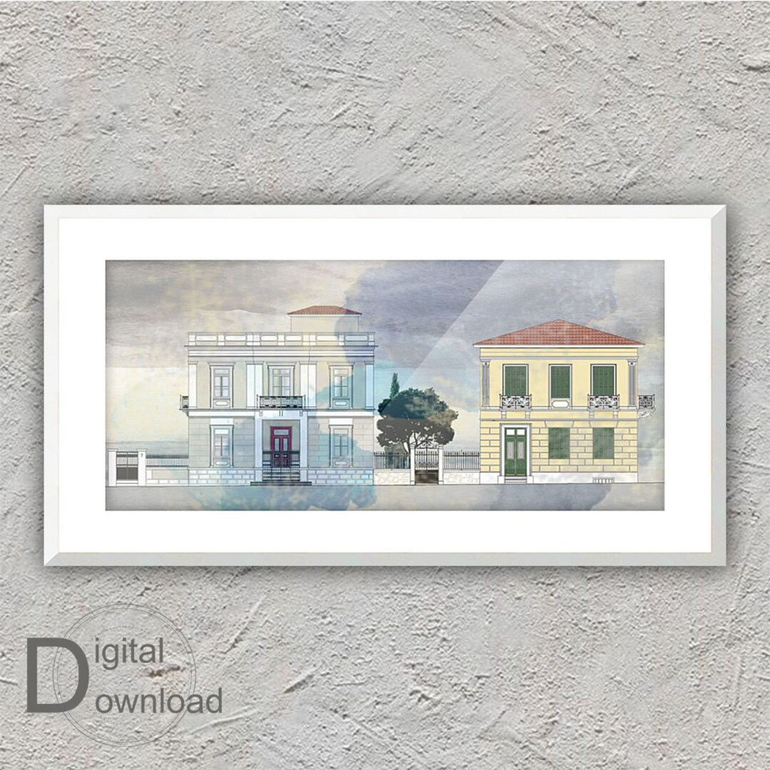 Downloadable Architectural Illustration of a Greek Neoclassical House ...