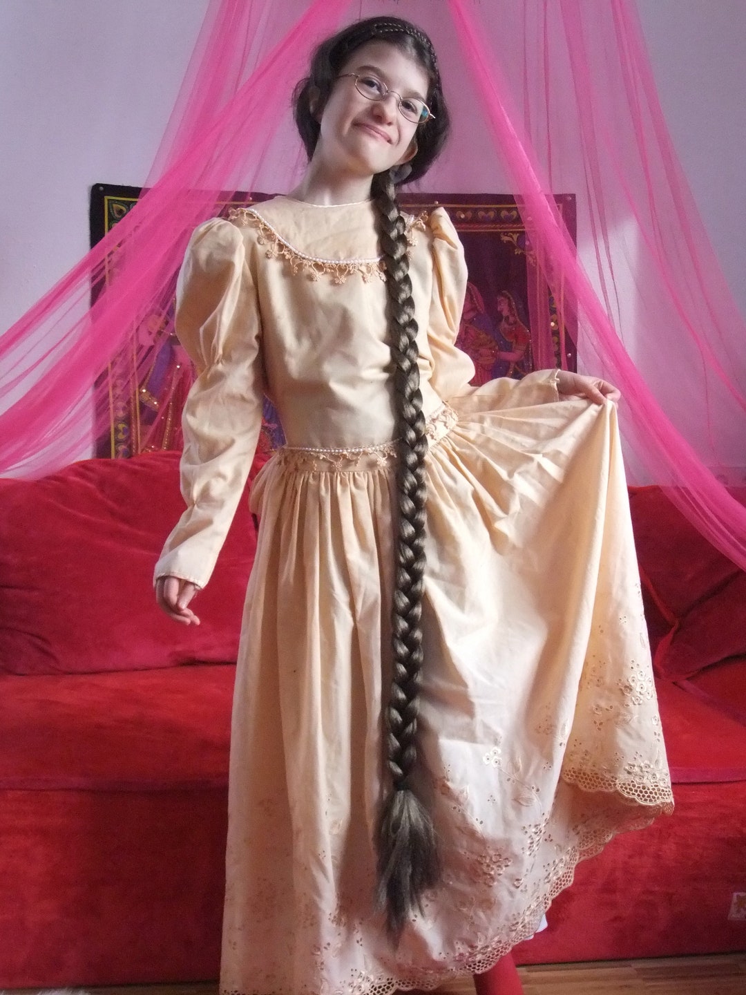 Rapunzelzopf Rapunzel langer dicker Zopf mit Haarband Prinzessin 1 m ...