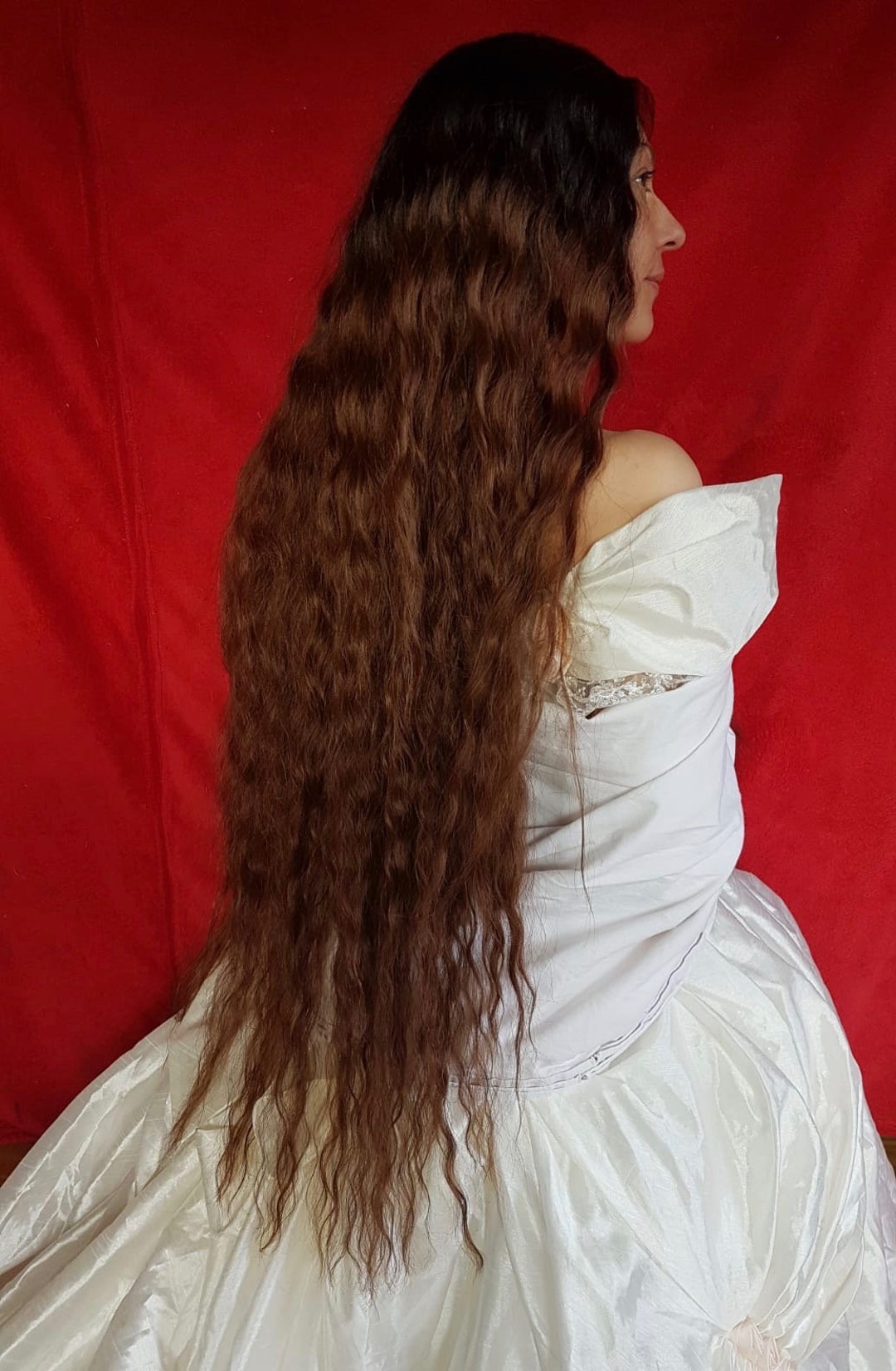 Mega Long Sisi Sissi Wig 100 Cm Middle Parting Black/brown - Etsy