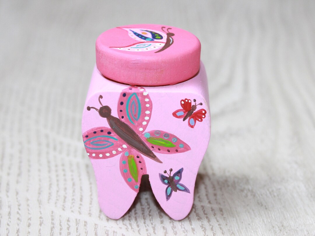Milk Tooth Tin Tooth Fairy Hand Painted Personalized Butterfly Tin ...