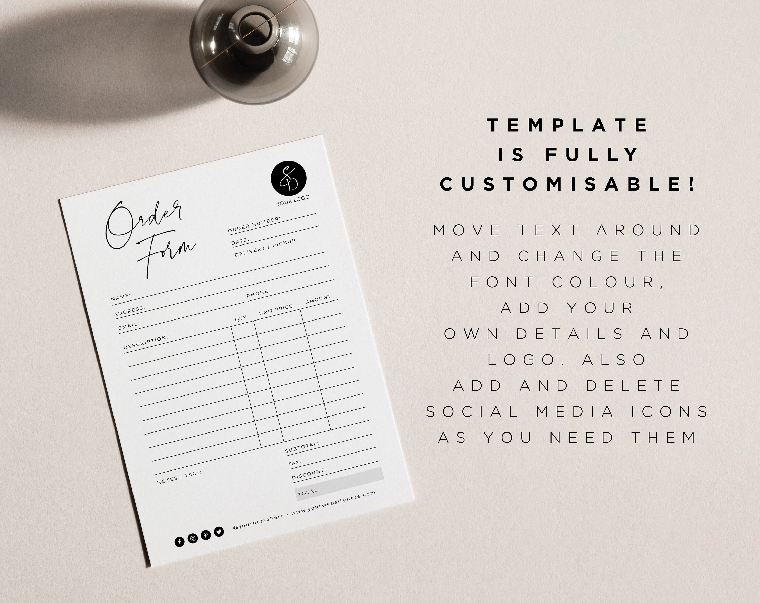 Small Business Order Form Template Instant Download Using - Etsy España