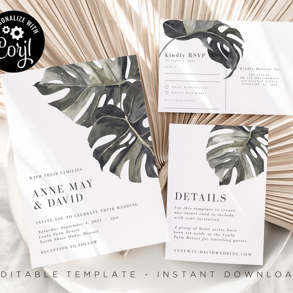 Acrylic Monstera Leaf Invitation - Etsy