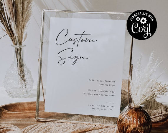 Minimal Custom Sign Template Instant Download Using Corjl - Etsy