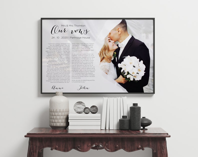 Personalised Wedding Vow Photo Art | Etsy