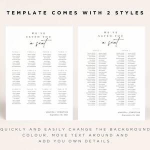 Minimal Wedding Seating Chart Template Instant Download Using Corjl ...