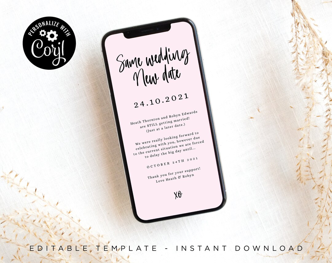 Electronic Same Wedding New Date Template Instant Download Using Corjl ...