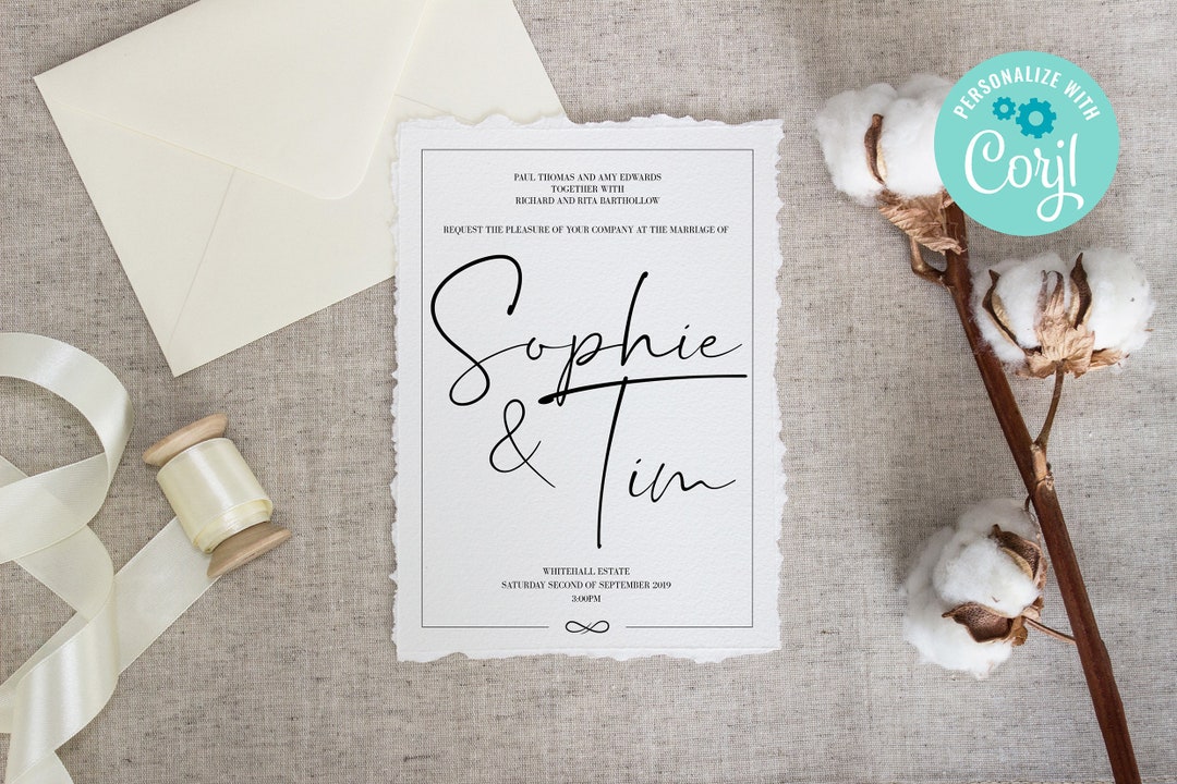 INSTANT DOWNLOAD EDITABLE File, Elegant, Boarder Wedding Invitation ...