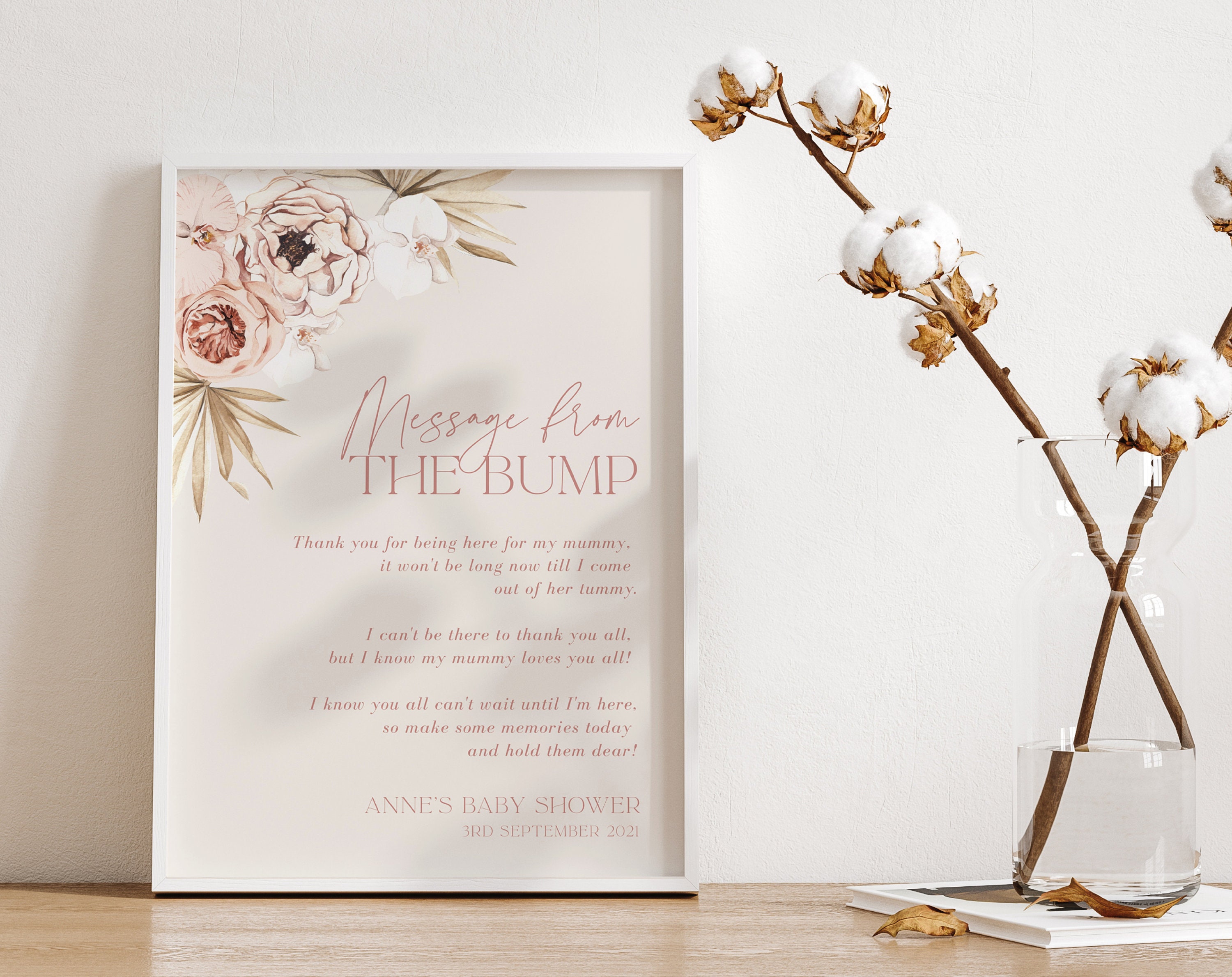 Boho Floral Message From the Bump Sign Template Instant - Etsy
