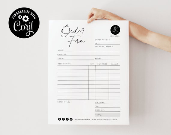Small Business Order Form Template Instant Download Using | Etsy