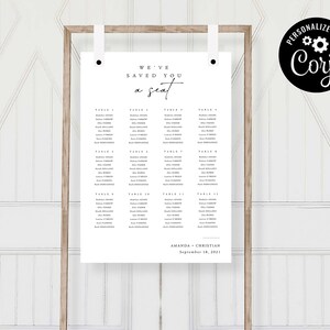 Minimal Wedding Seating Chart Template Instant Download Using Corjl ...