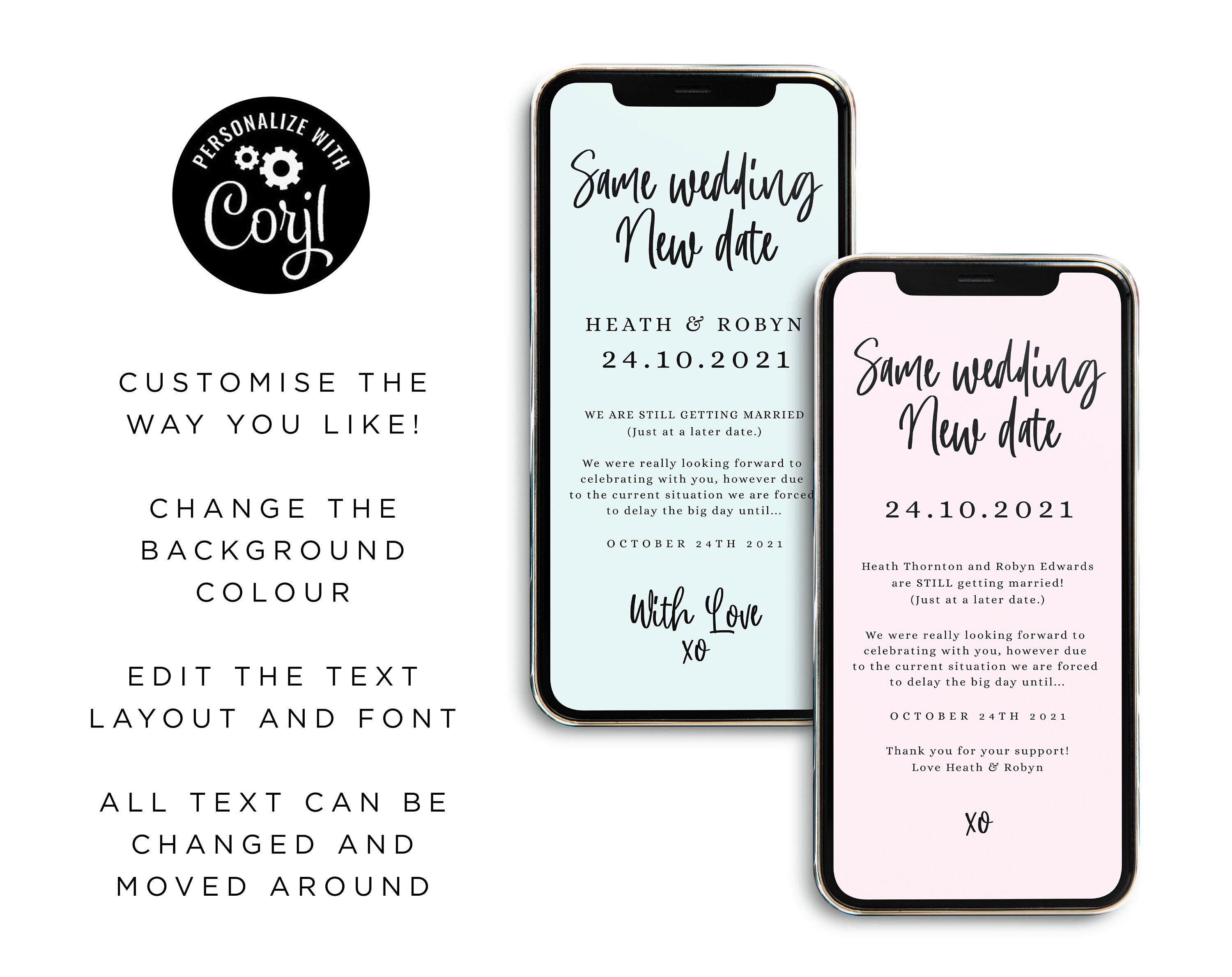 Electronic Same Wedding New Date Template Instant Download - Etsy Australia