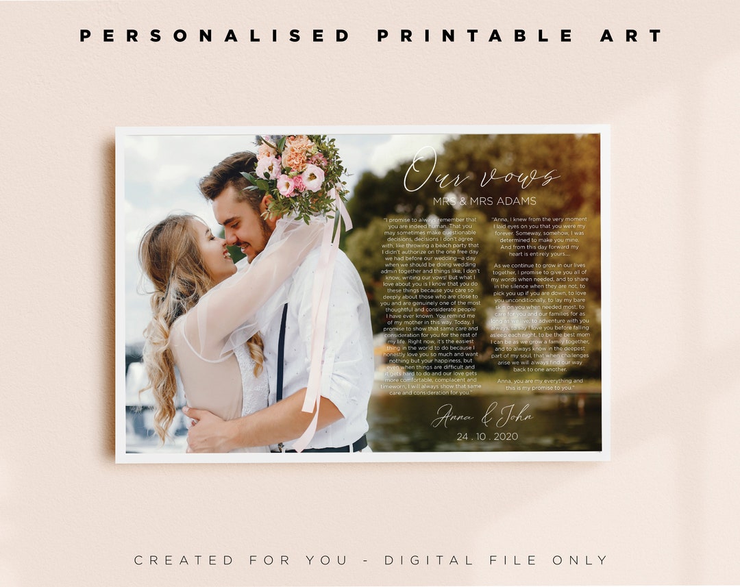 Personalised Wedding Vow Photo Art - Etsy Australia