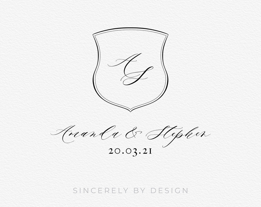 Semi Custom Digital Wedding Logo Wedding Monogram Shield - Etsy