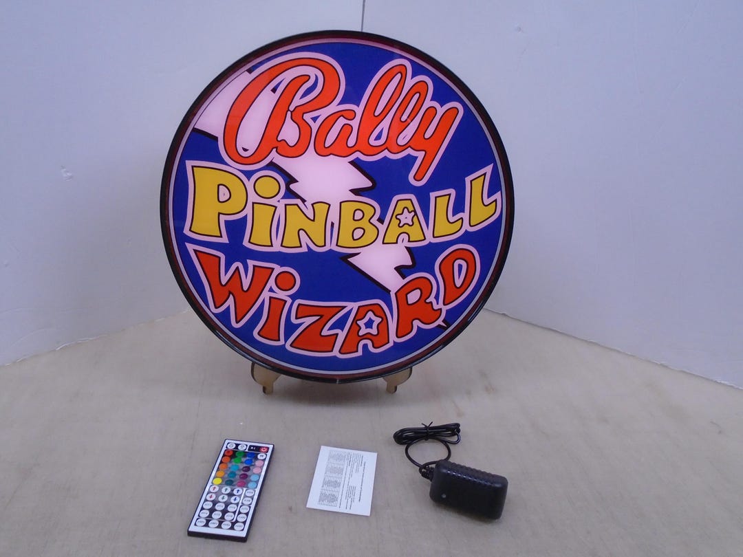 Bally Pinball Wizard Pinball 15-inch Round LED Wall Display Light Box ...