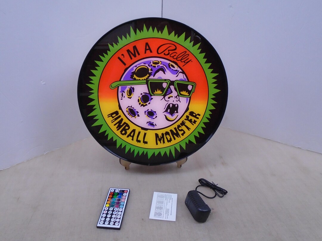 Bally Pinball Monster Pinball 15-inch Round LED Wall Display Light Box ...