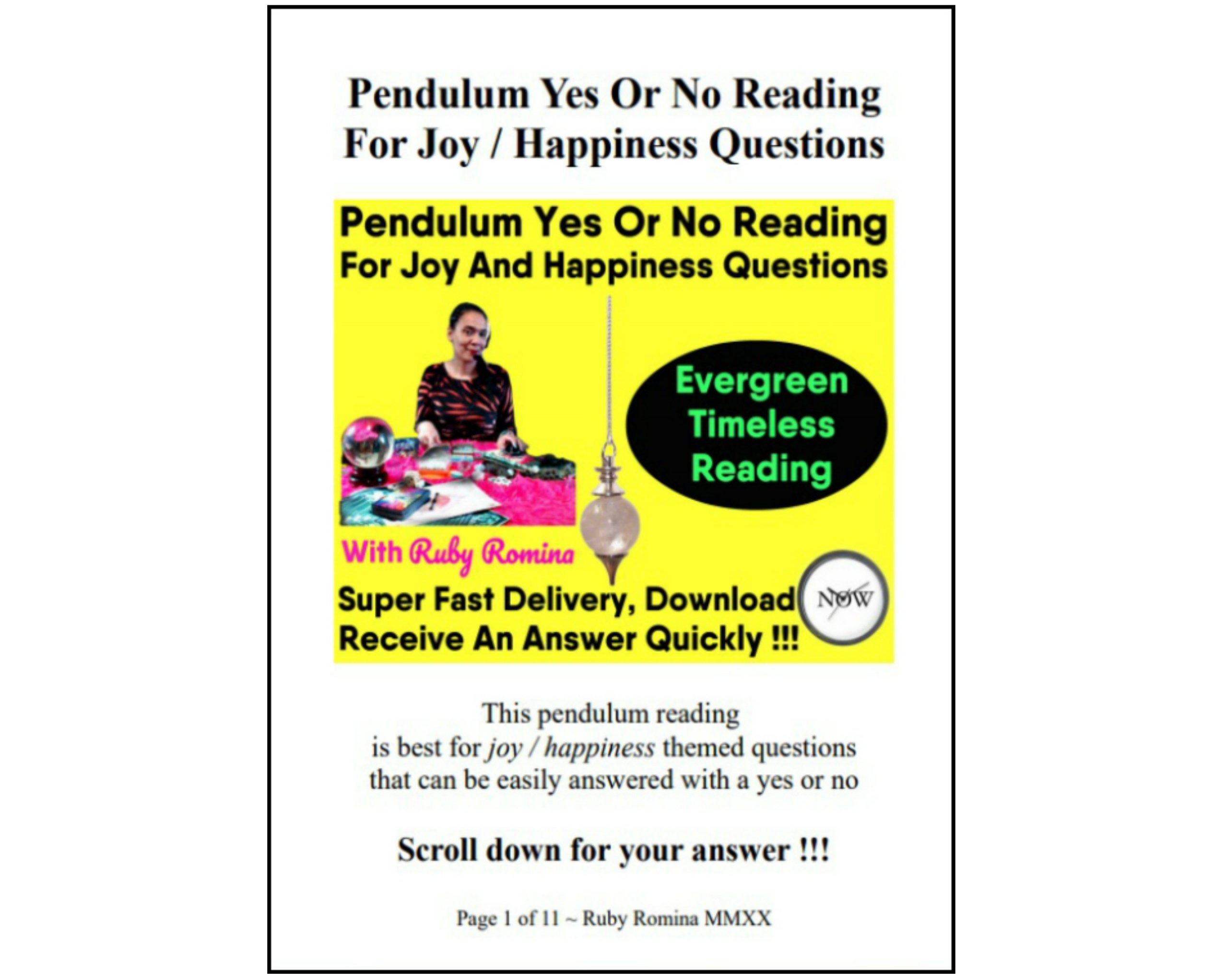 Yes No Pendulum Reading JOY and HAPPINESS Q & A INSTANT - Etsy