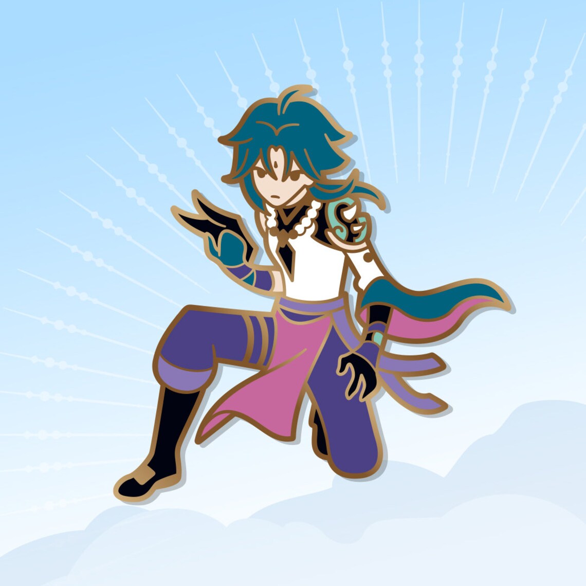 Xiao Splash Art Enamel Pin Genshin Impact PREORDER | Etsy