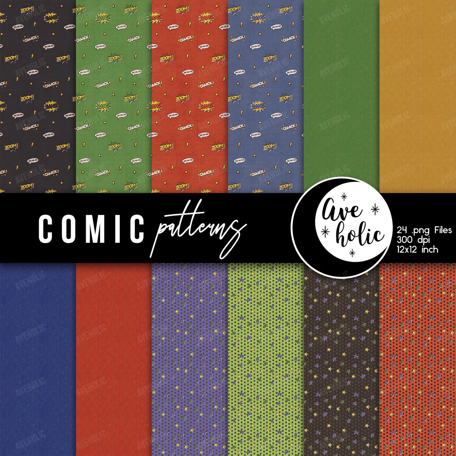 Digital Papers Comics, Patterns, Commercial Use, Stripes Lines Dots ...
